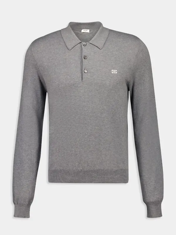 Celine Polo L/s Fine Knit Cotton - Grey
