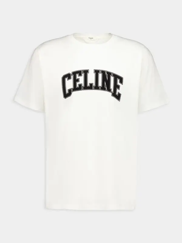 Celine T-shirt Loose Fit S/s C-neck Cotton Jersey - White