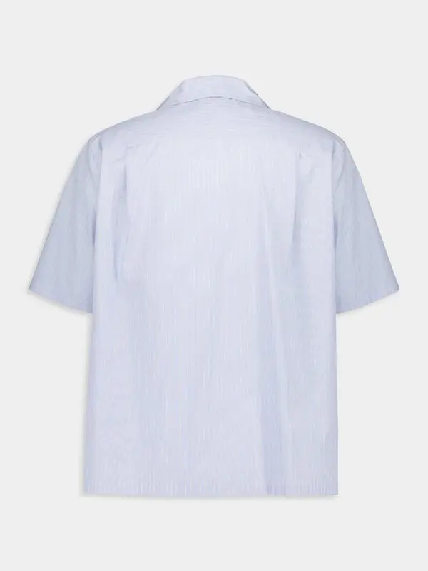 Celine Shirt Bowling S/s Button Up Striped Cotton Poplin