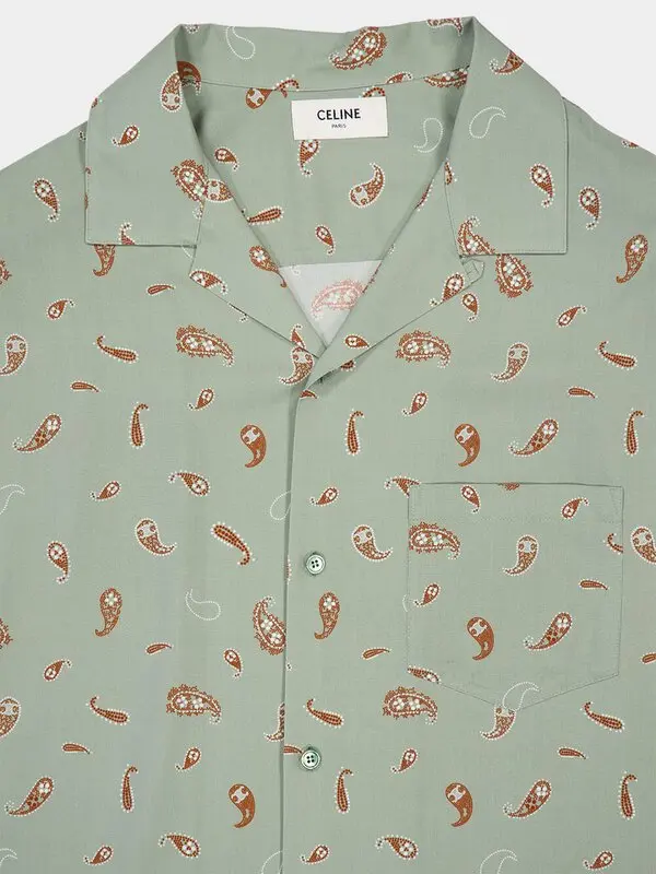 Celine Shirt S/s Button Up Bowling Paisley Print Viscose
