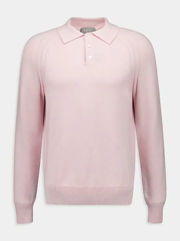 Dior Knitted Polo With Cd Icon Embroidery - Pink