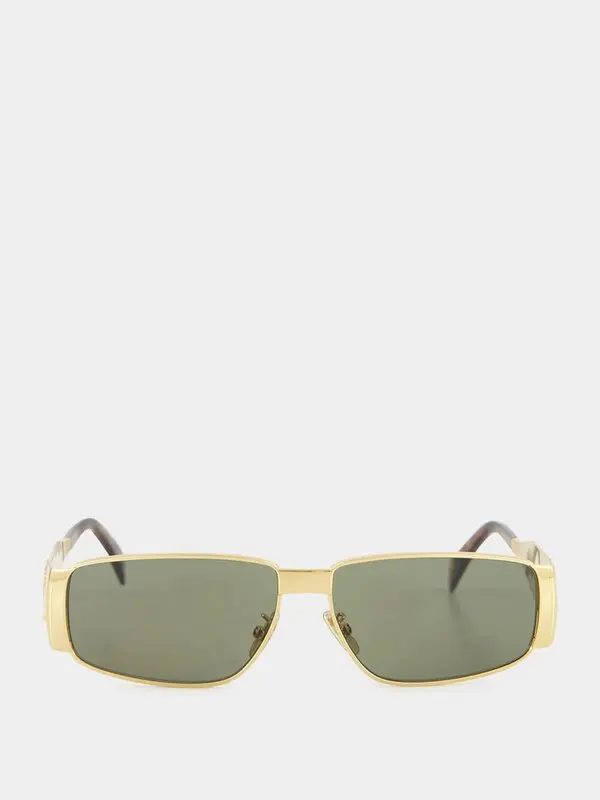 Celine Rectangular Triomphe Metal Sunglasses - Gold