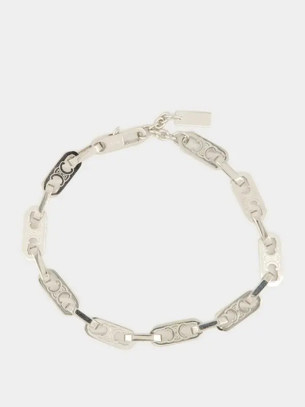 Celine Triomphe Small Octagon Bracelet In Brass - Silver