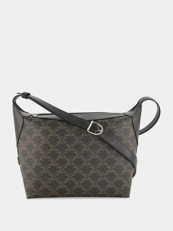 Celine Triomphe Canvas & Leather Crossbody Bag - Black