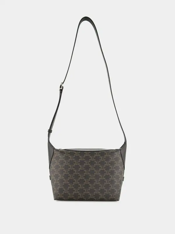 Celine Triomphe Canvas & Leather Crossbody Bag - Black