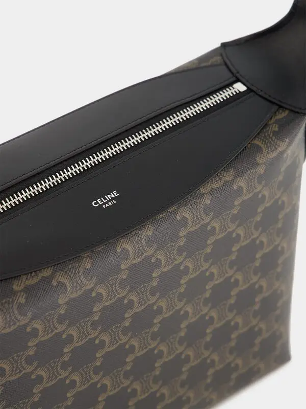 Celine Triomphe Canvas & Leather Crossbody Bag - Black