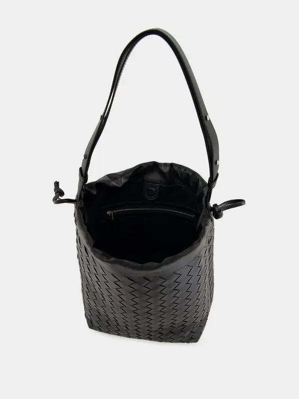 Bottega Veneta Woven Lambskin Drawstring Bag - Silver