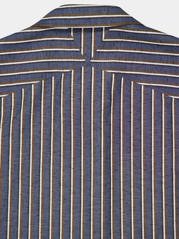 Bottega Veneta Stripe Cotton-linen Short Sleeve Shirt - Blue