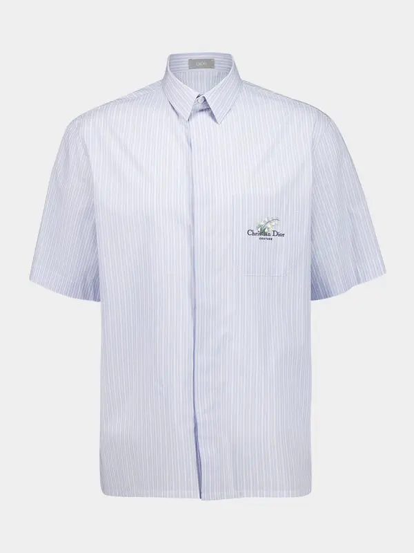 Dior Shirt S/s Mother Of Pearl Buttons Cotton - Blue