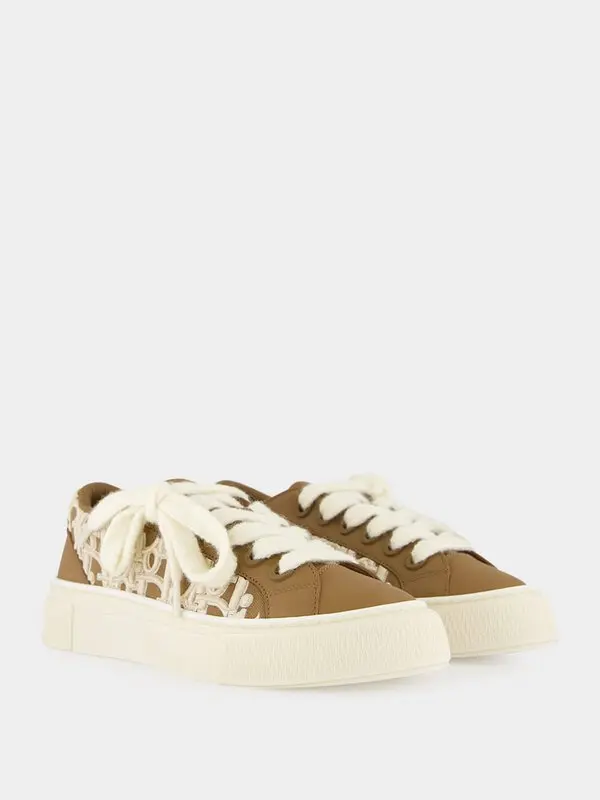 Dior B33 Tennis Sneakers In Embossed Canvas And Leather