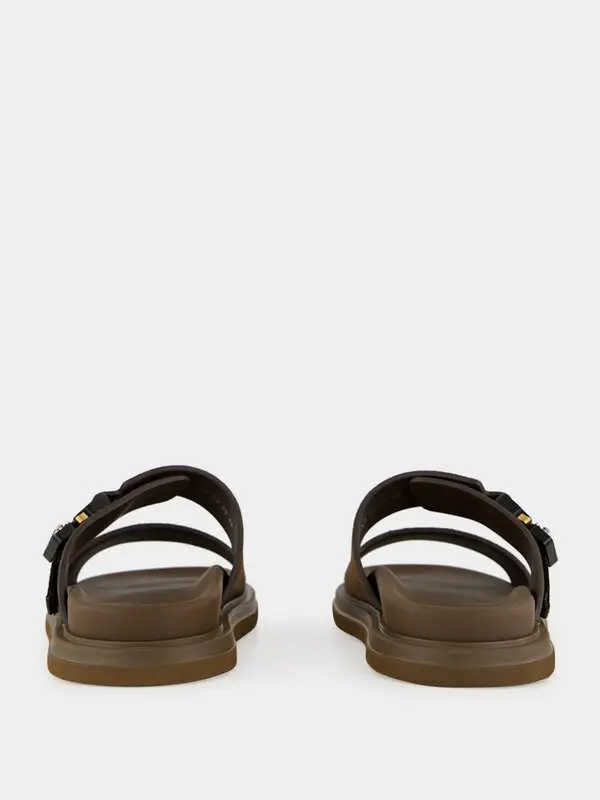Dior Suede Double Band Sandals With Buckle Detail - Brown