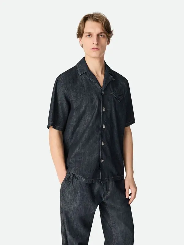 Bottega Veneta Rinsed Indigo Straight Denim Shirt - Blue