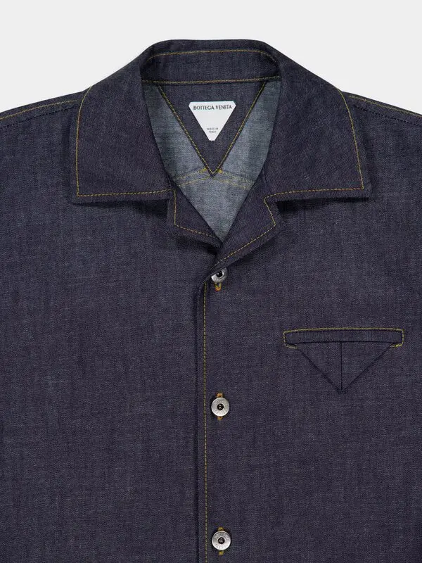 Bottega Veneta Rinsed Indigo Straight Denim Shirt - Blue