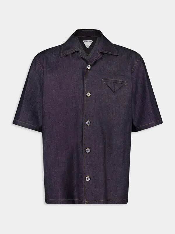 Bottega Veneta Rinsed Indigo Straight Denim Shirt - Blue