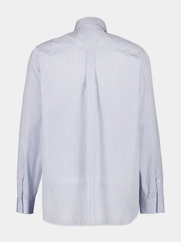 Bottega Veneta White Striped Cotton Poplin Shirt - Blue