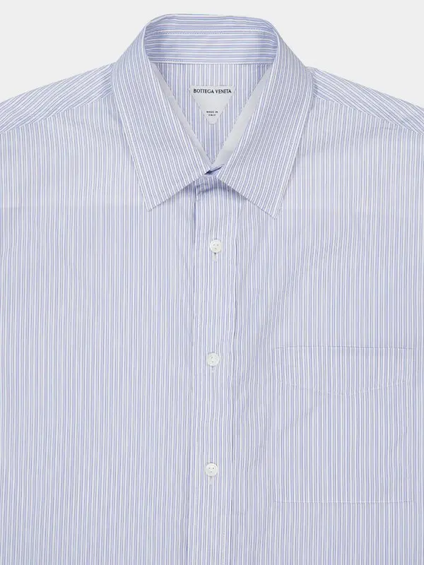 Bottega Veneta White Striped Cotton Poplin Shirt - Blue