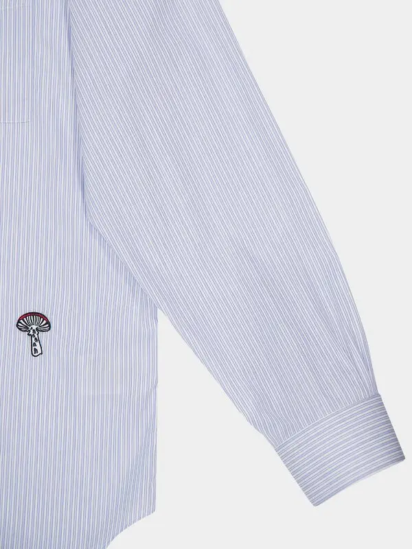 Bottega Veneta White Striped Cotton Poplin Shirt - Blue