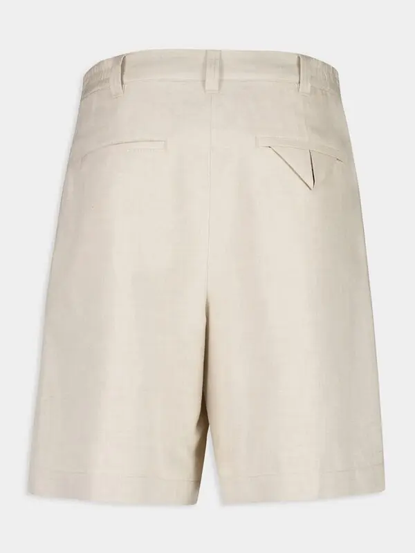 Bottega Veneta Chalk Cotton Linen Twill Shorts