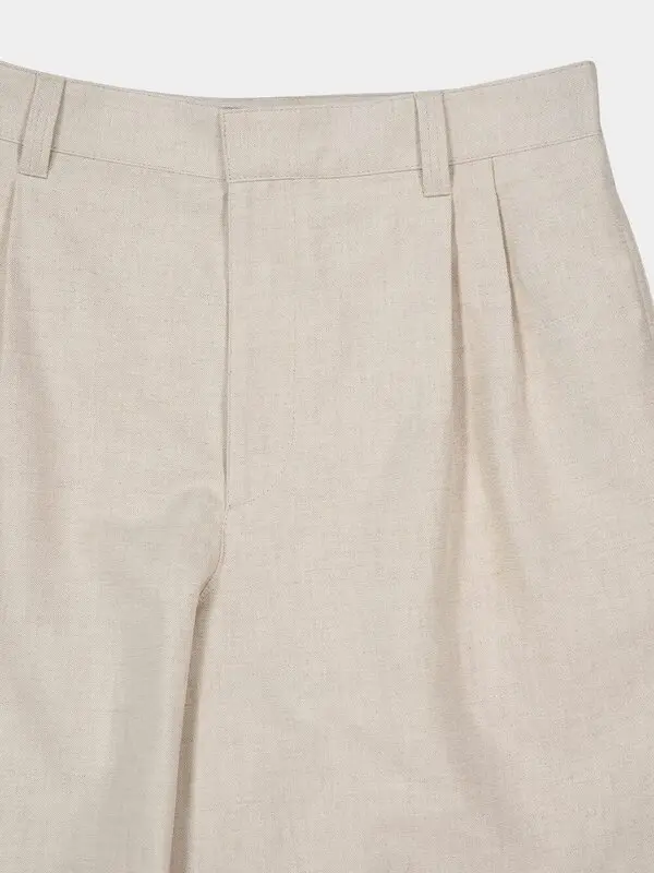 Bottega Veneta Chalk Cotton Linen Twill Shorts