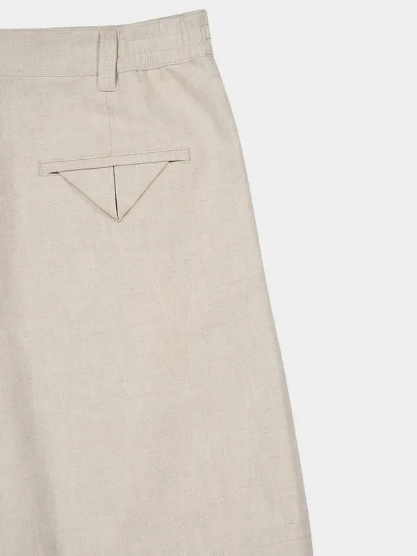 Bottega Veneta Chalk Cotton Linen Twill Shorts