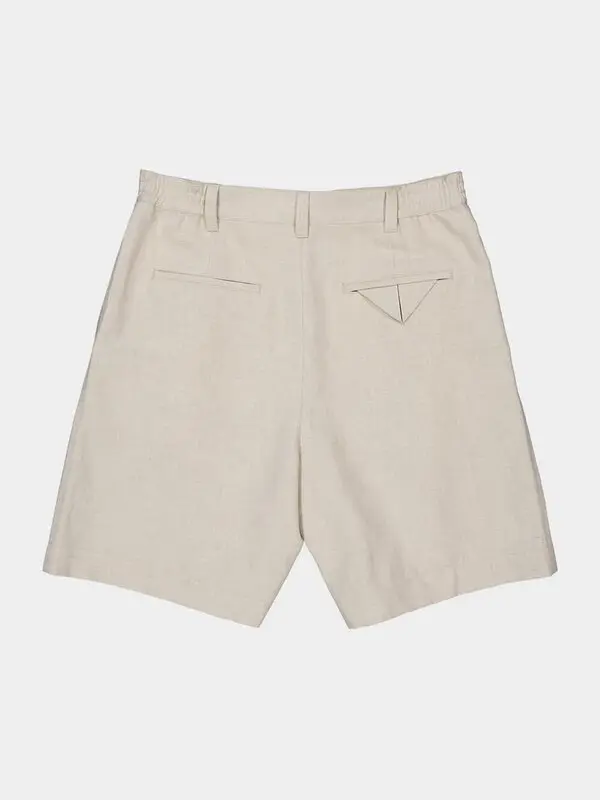 Bottega Veneta Chalk Cotton Linen Twill Shorts