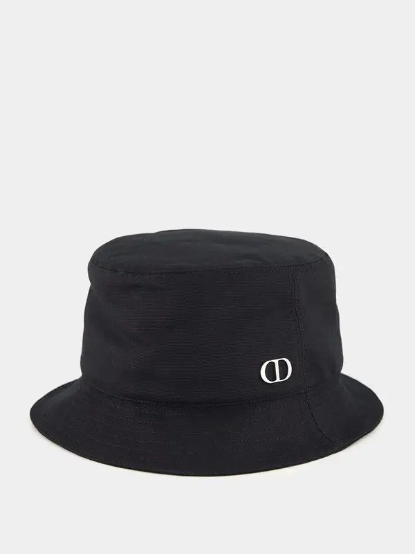 Dior Bucket Hat With Cd Essentials Metal Pin - Black