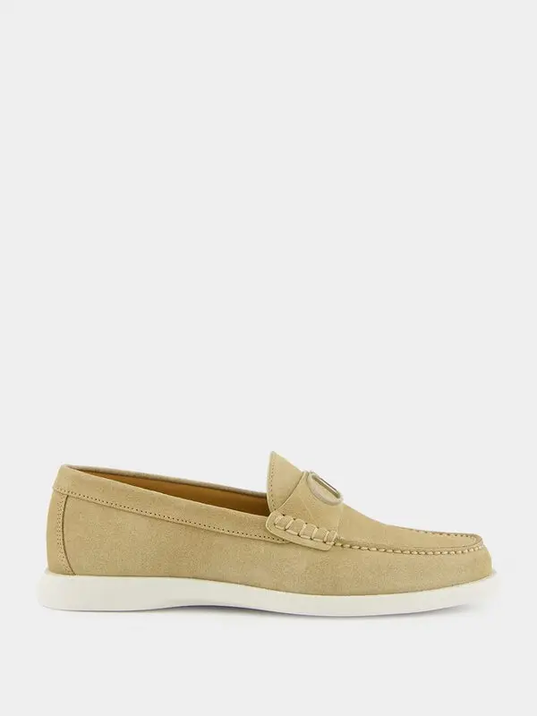 Dior Granville Buckle Suede Loafers - Beige
