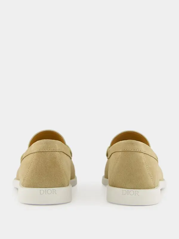 Dior Granville Buckle Suede Loafers - Beige