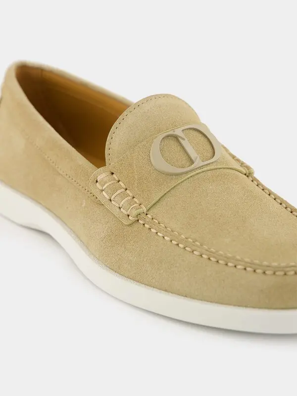 Dior Granville Buckle Suede Loafers - Beige