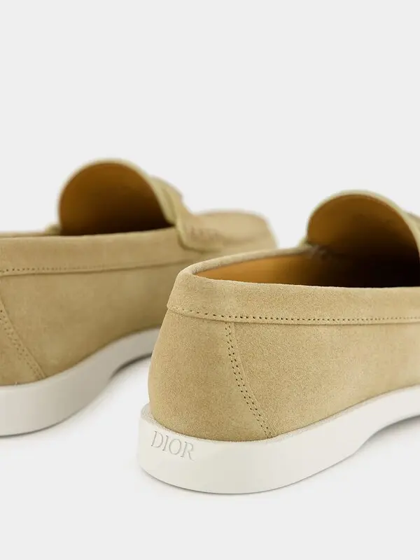 Dior Granville Buckle Suede Loafers - Beige