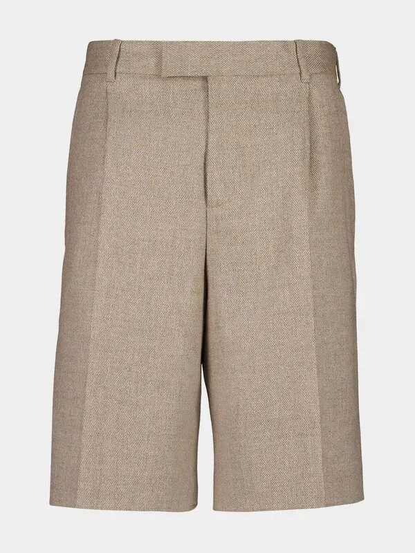 Dior Cashmere Virgin Wool Shorts With Double Pockets - Beige
