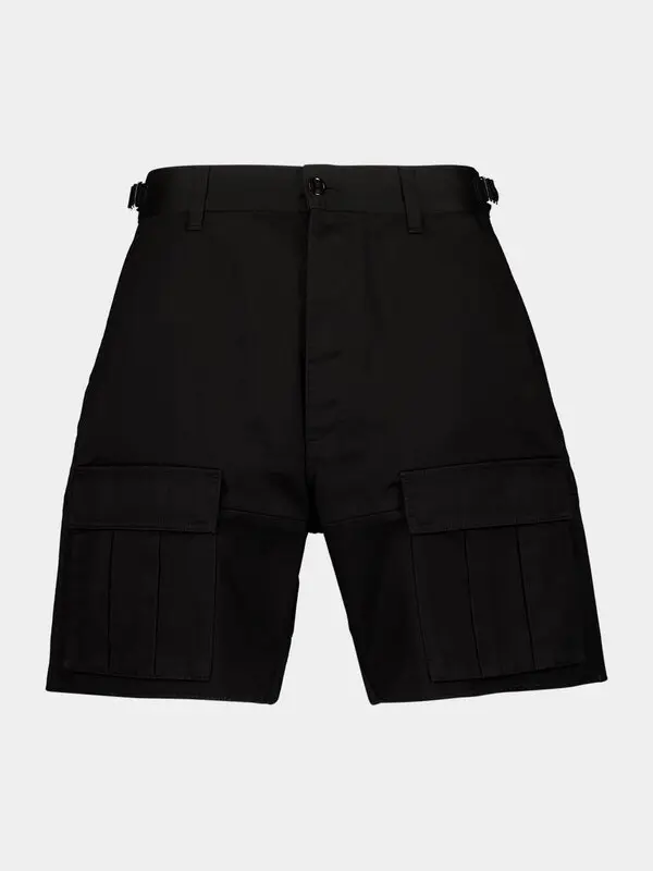 Celine Woven Cotton Cargo Shorts - Black