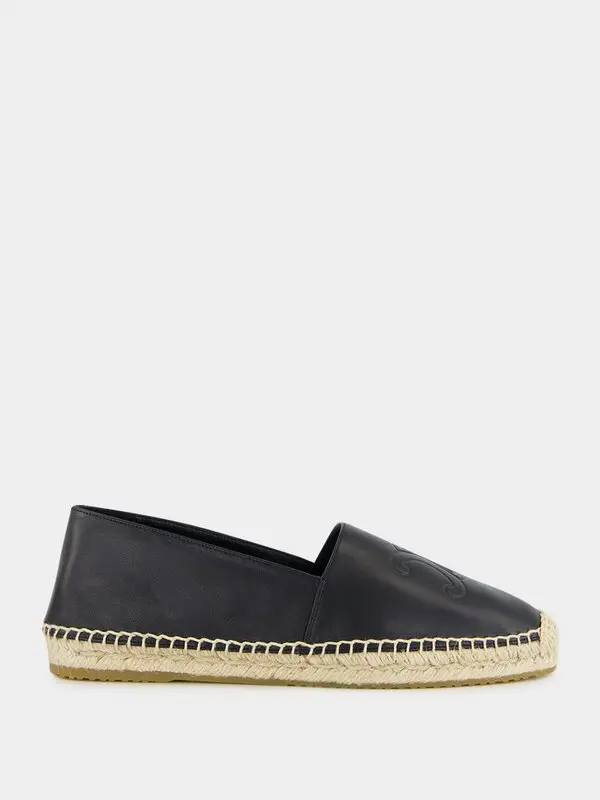 Celine Leather Espadrilles With Embossed Triomphe Detail - Black