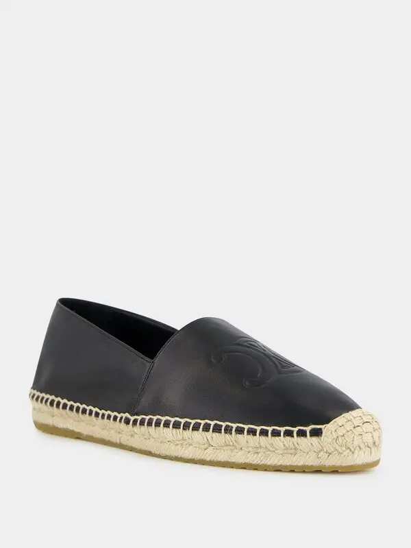 Celine Leather Espadrilles With Embossed Triomphe Detail - Black