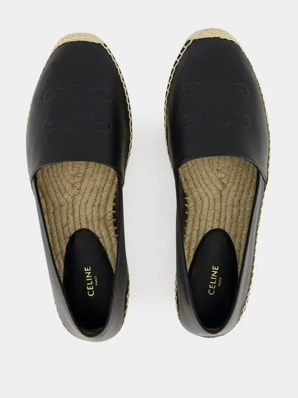 Celine Leather Espadrilles With Embossed Triomphe Detail - Black