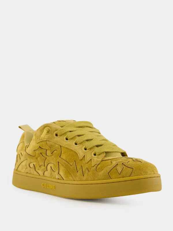 Celine Huntington Embossed Leather Sneakers