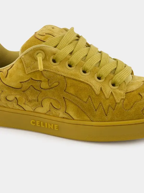 Celine Huntington Embossed Leather Sneakers