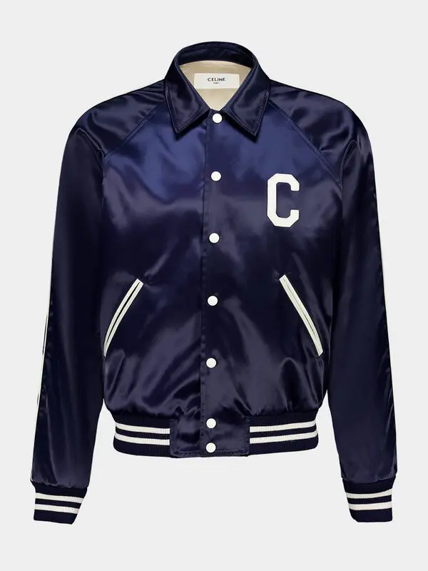 Celine Teddy Jacket Shirt In Woven Polyamide - Blue