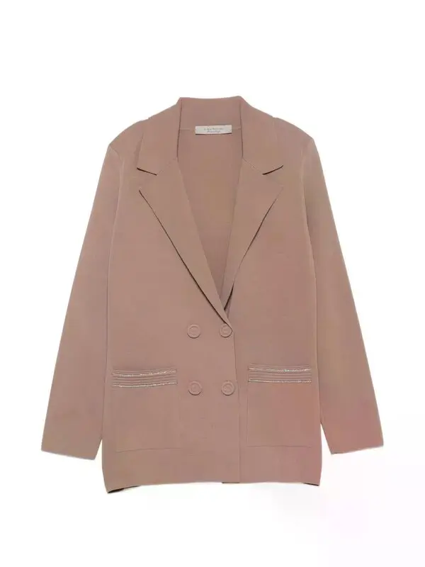 D.exterior Double-breasted Embellished Blazer