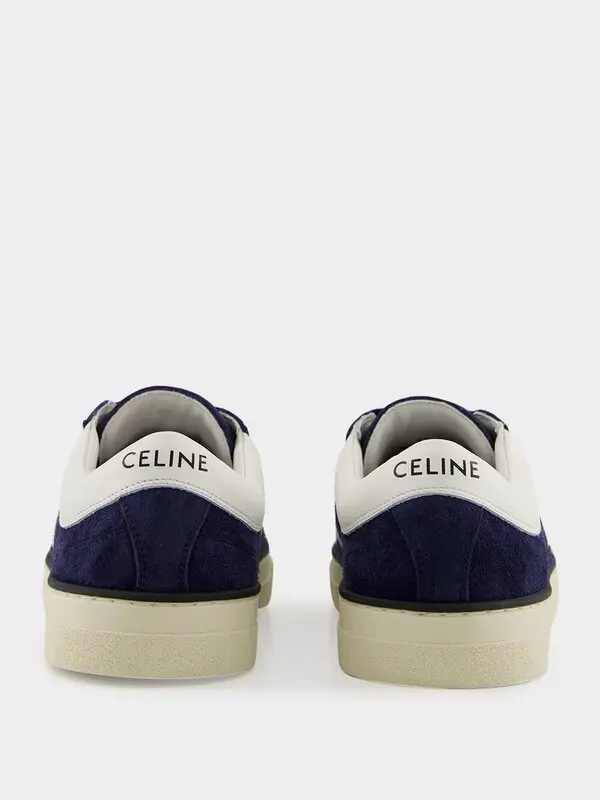 Celine Suede And Leather Low Top Sneakers - Blue