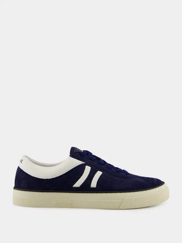 Celine Suede And Leather Low Top Sneakers - Blue
