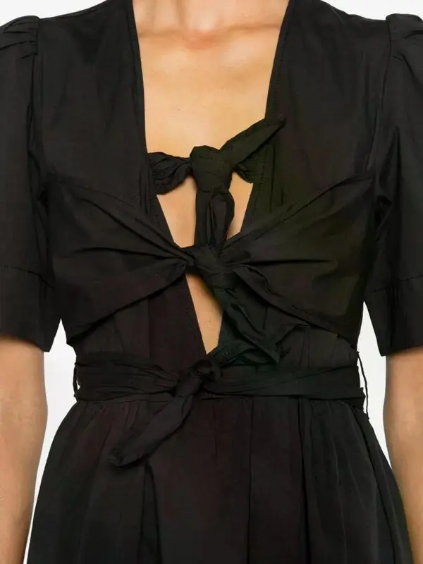 GANNI Satin Finish Midi Dress - Black