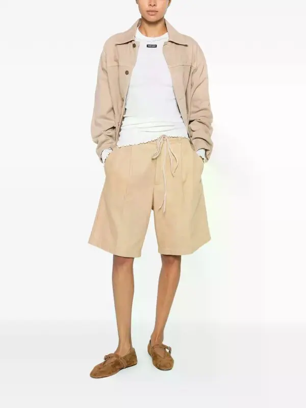 Miu Miu Ribbed Knit Silk T-shirt With Ruffle Trim