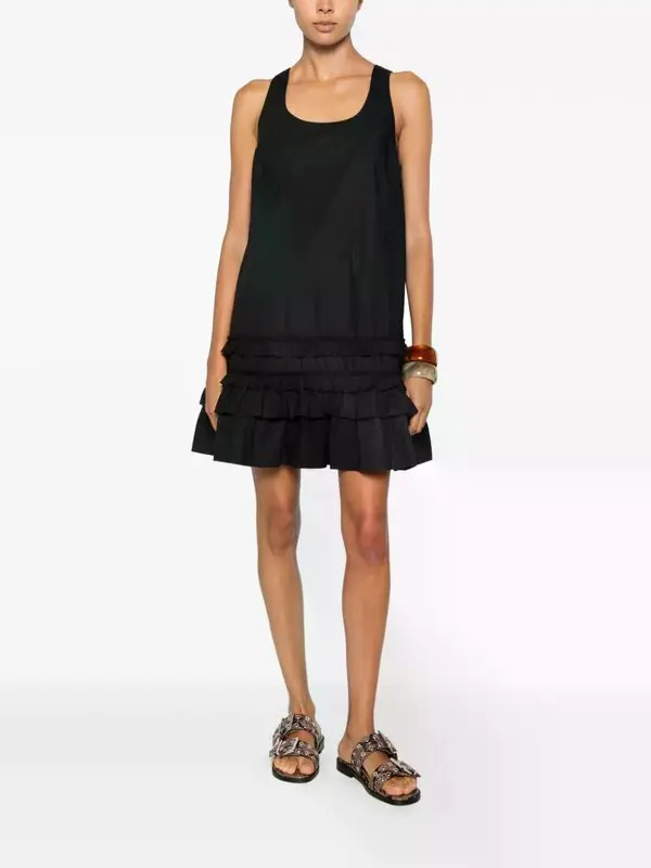 GANNI Ruffle-trim Dress - Black
