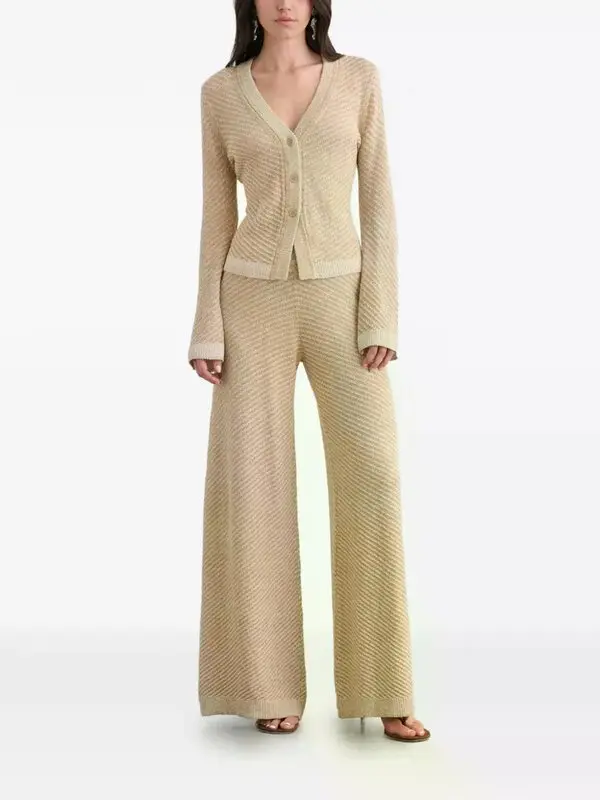 TOCCIN Lilibet Chevron-knit Wide-leg Trousers
