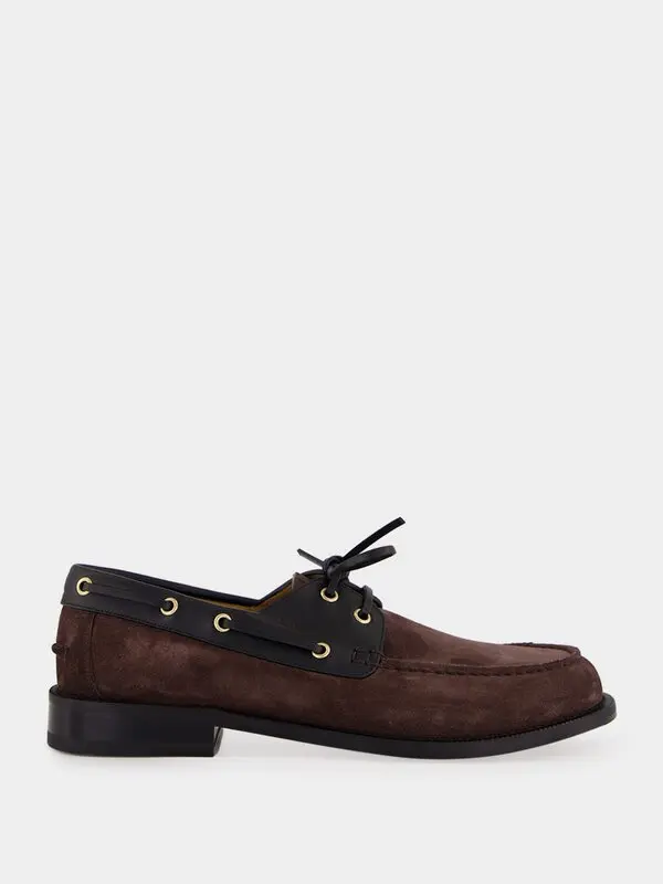 Dior Archie Suede Calfskin Boat Shoes - Brown
