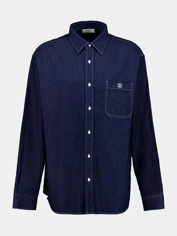 Celine Overshirt Button Up Cotton - Blue