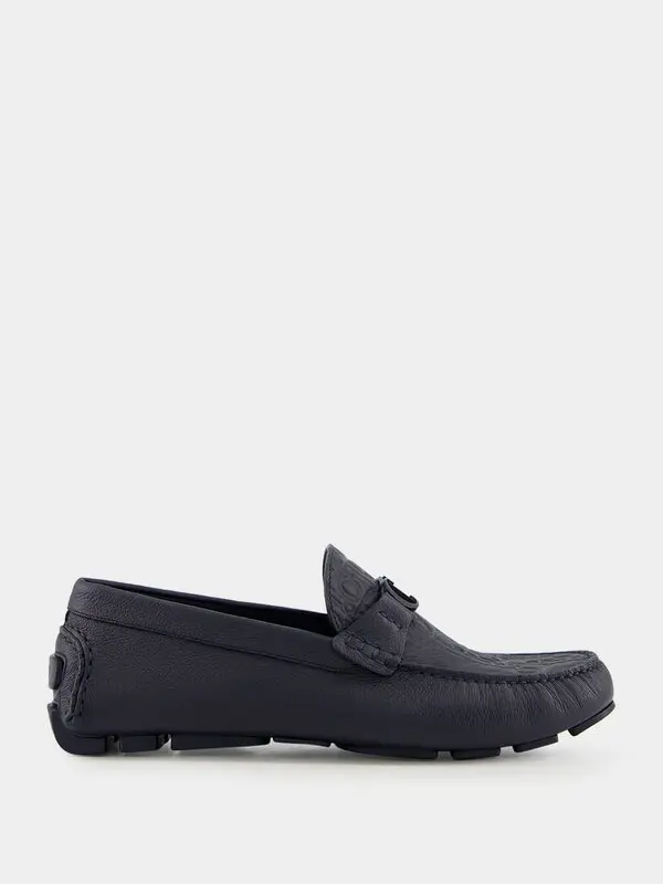 Dior Odeon Driver Loafers In Gravity Leather - Blue