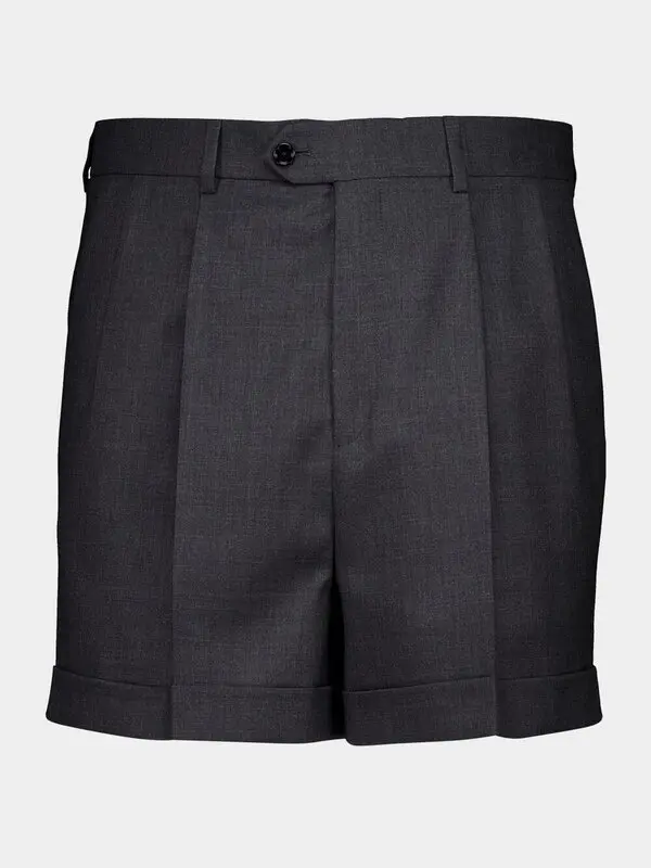 Celine Woven Wool Shorts - Grey
