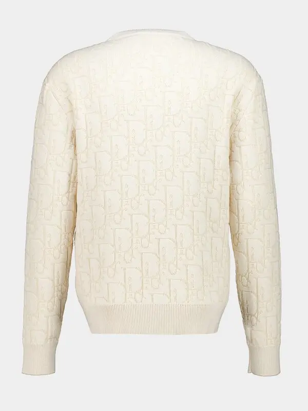 Dior Ribbed Crew Neck Sweater With All-over Jacquard Motif